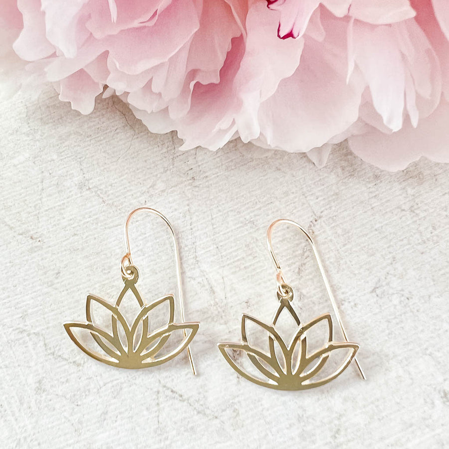 Gold Lotus Flower Earrings | Best Flower Site